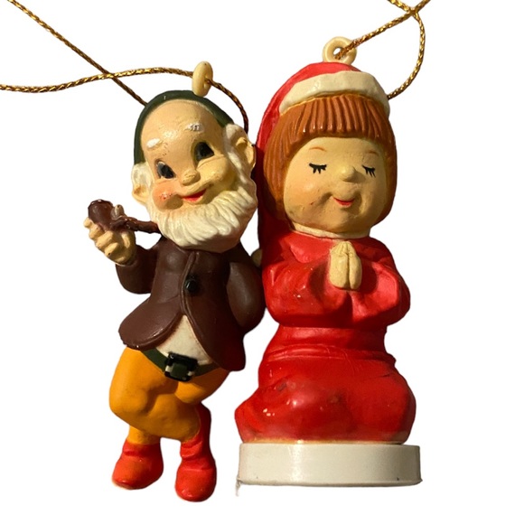 Vintage | Holiday | Elf Gnome Praying Girl Vintage 8s 70s Christmas Tree Ornaments Hong Kong ...